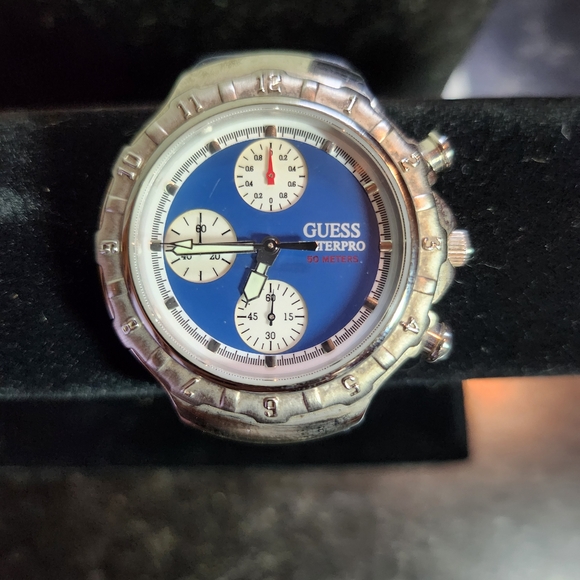 Guess | Accessories | Vintage Guess Watch With Blue Dial And Silver ...